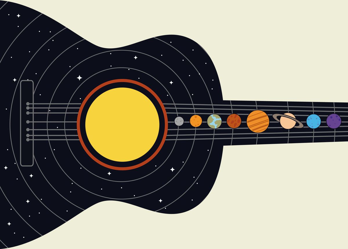 'Space guitar' Poster, picture, metal print, paint by ...