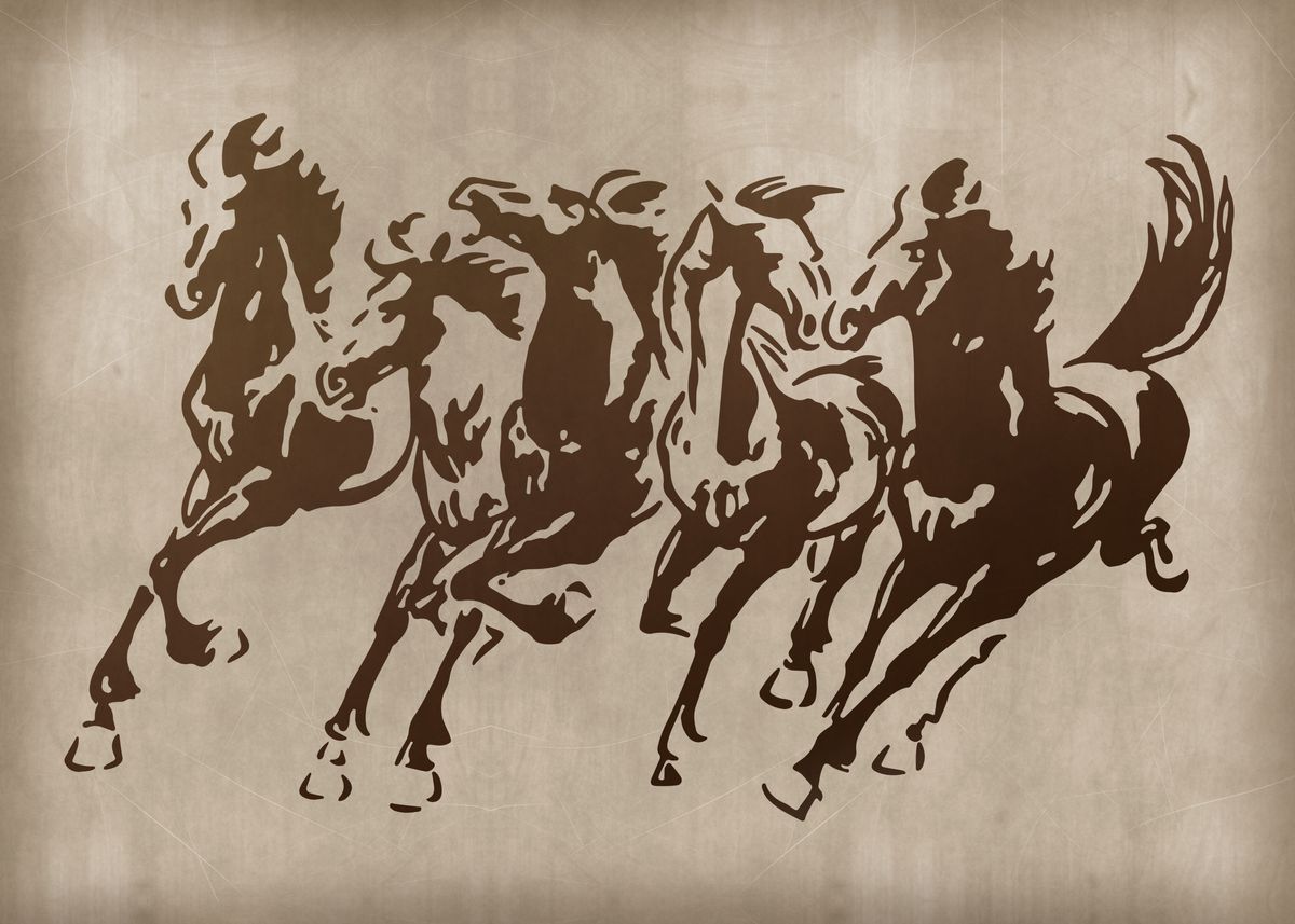 'Vintage Horses Running' Poster by XandYart | Displate