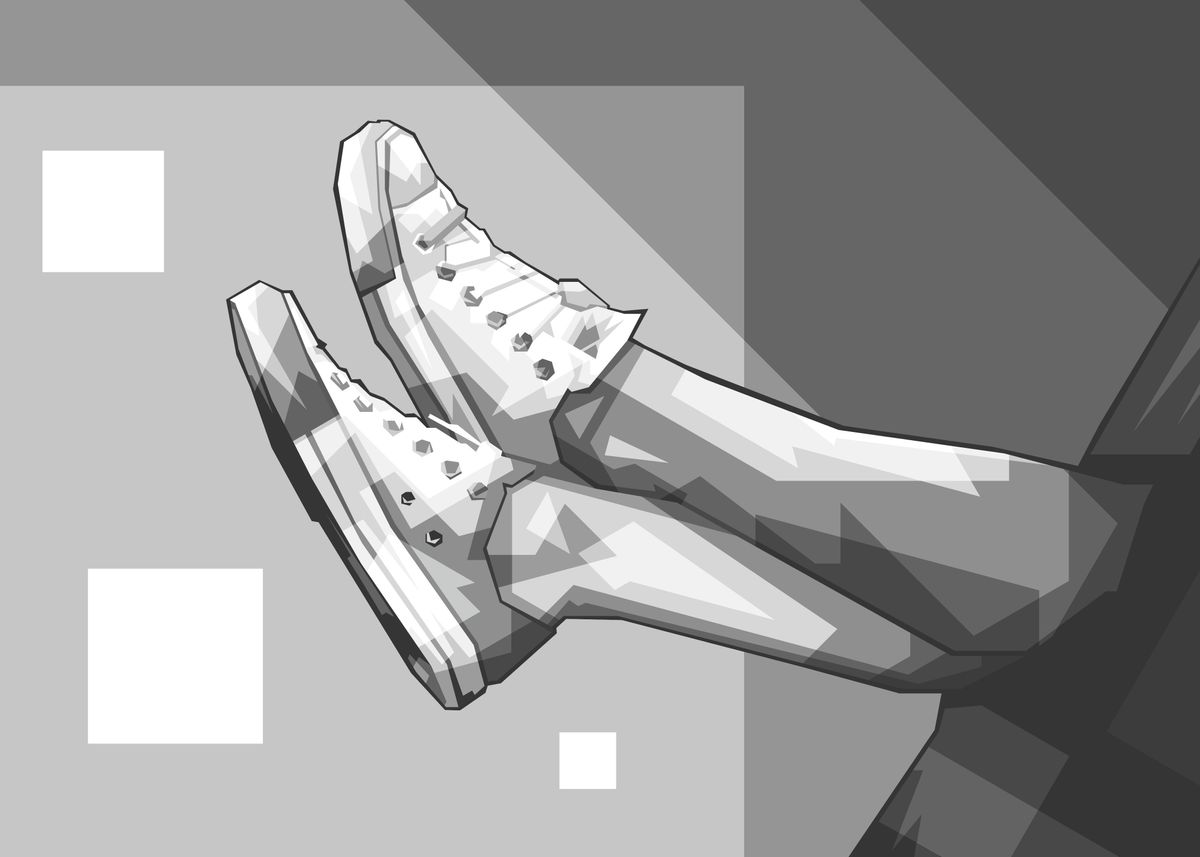 'Wearing shoes Grayscale' Poster by Rizky Dwi | Displate