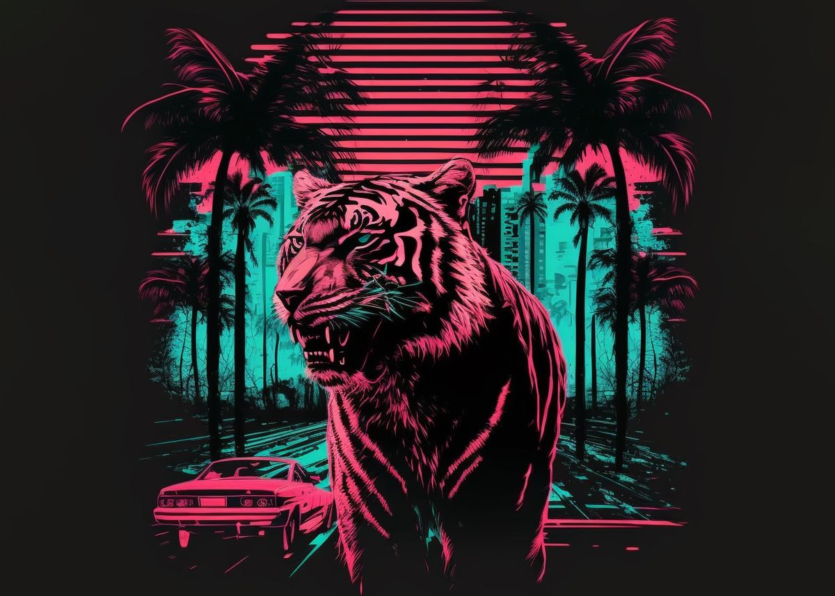 'Miami Vice Tiger Ultimate' Poster, picture, metal print, paint by ...