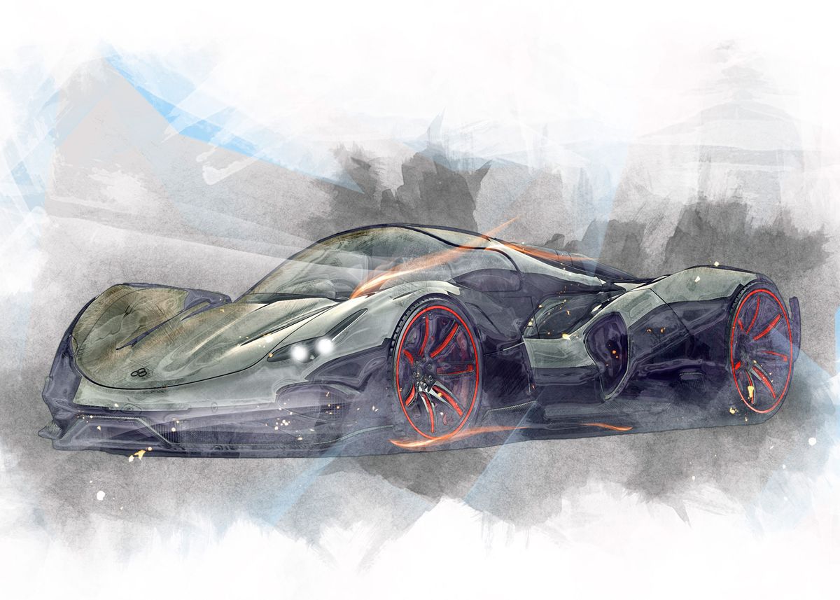 'Sports Car Sketch' Poster, picture, metal print, paint by Anderson ...