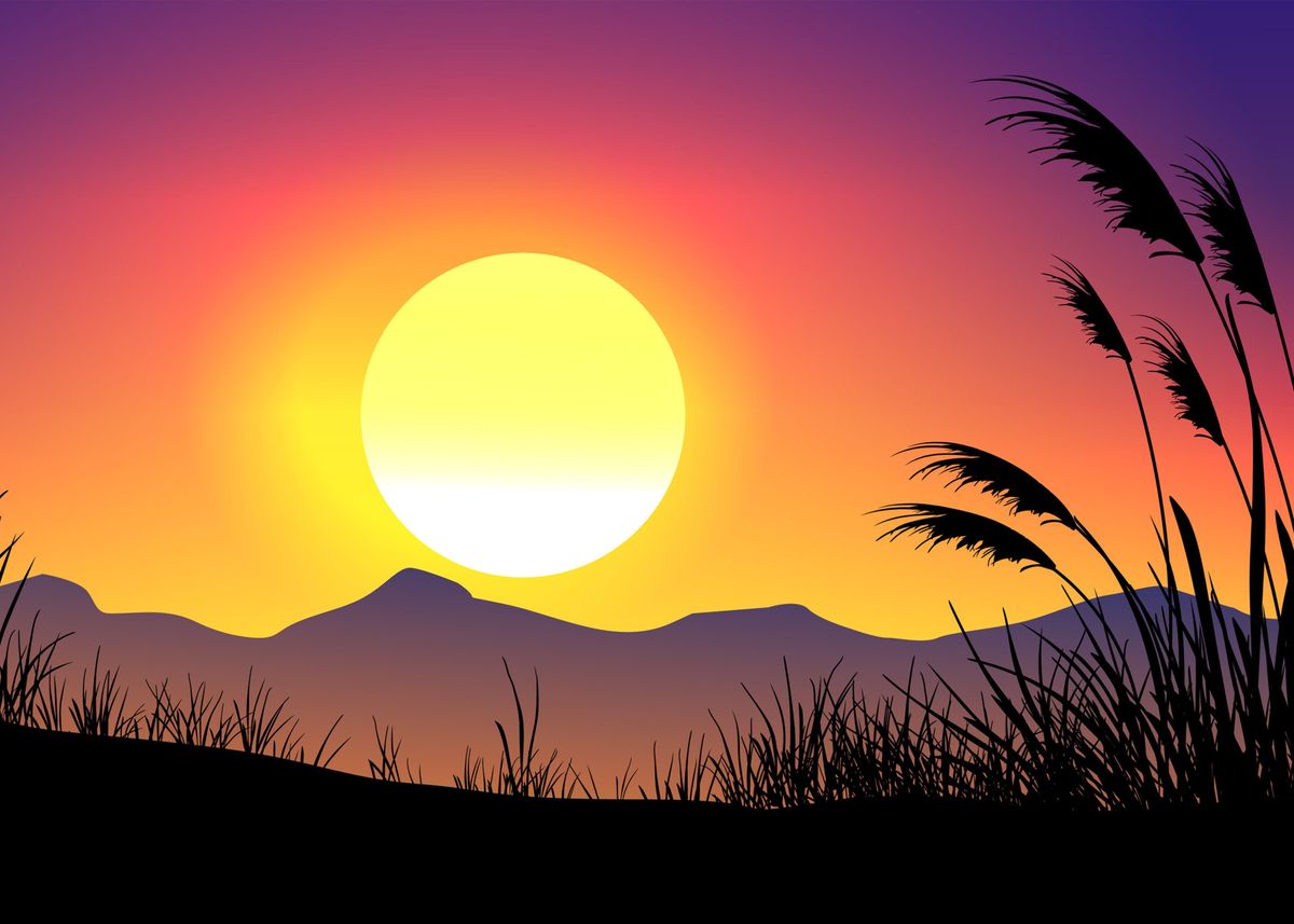 'Sunset Mountain' Poster by Nae | Displate