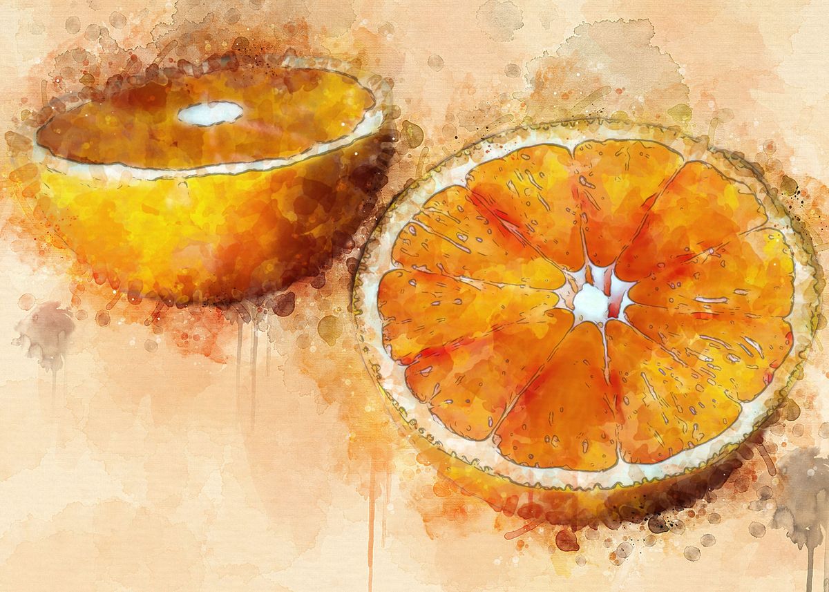 'orange watercolor' Poster, picture, metal print, paint by The Volcano ...