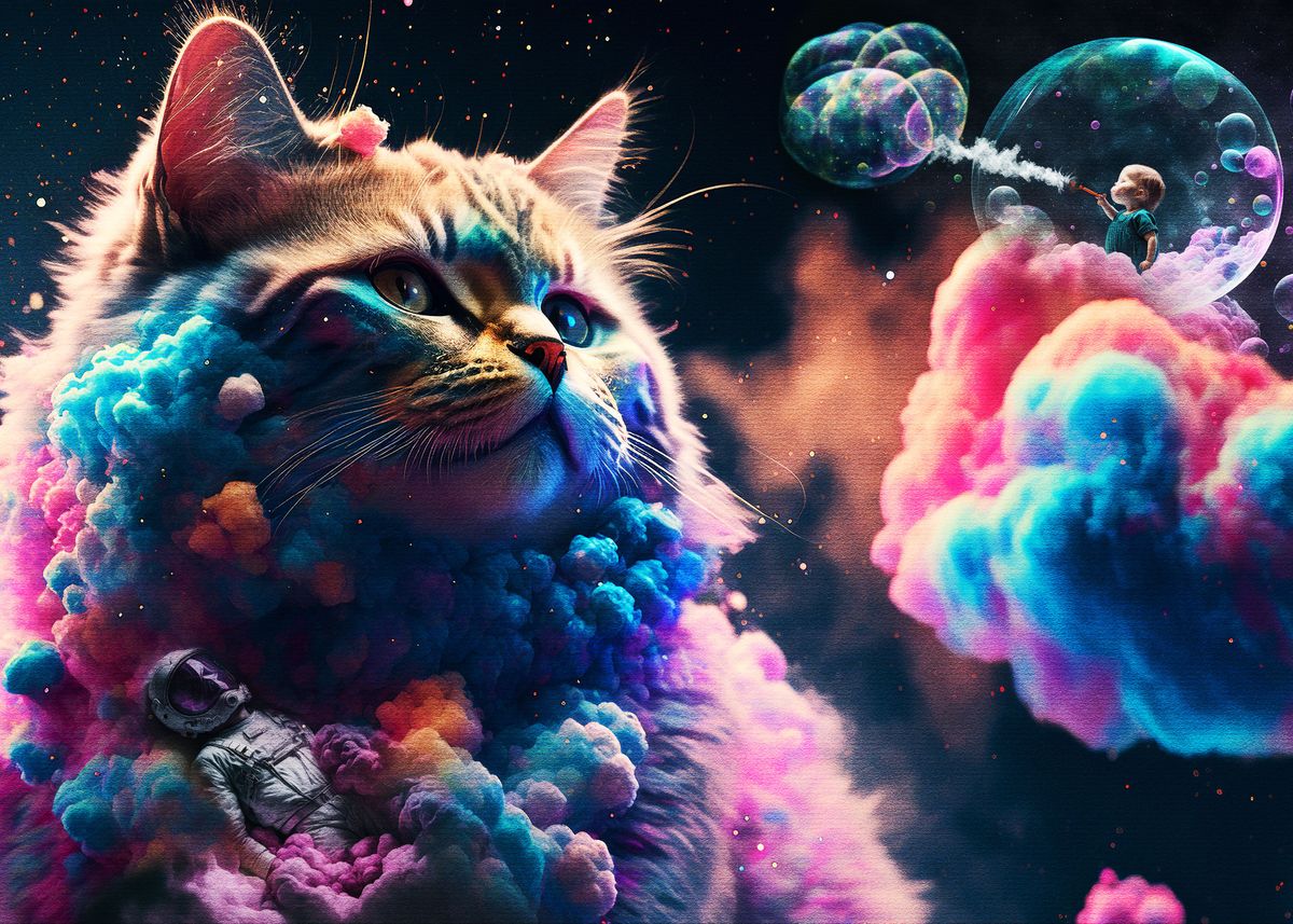 'Happy cat rap god' Poster, picture, metal print, paint by Muh Asdar ...