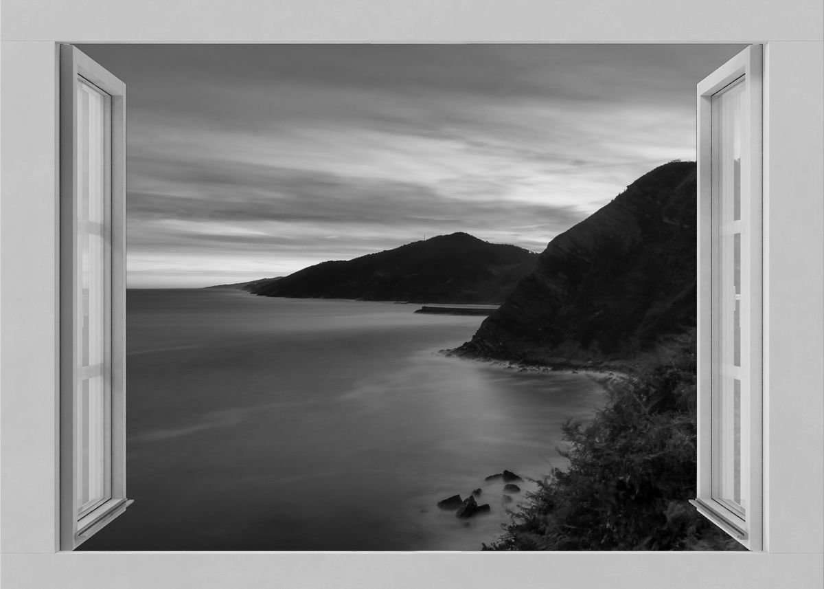 'Open window view cliffs' Poster by Vicen Design | Displate