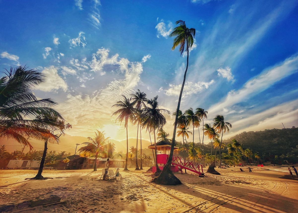 'Maracas Beach golden hr' Poster, picture, metal print, paint by ...