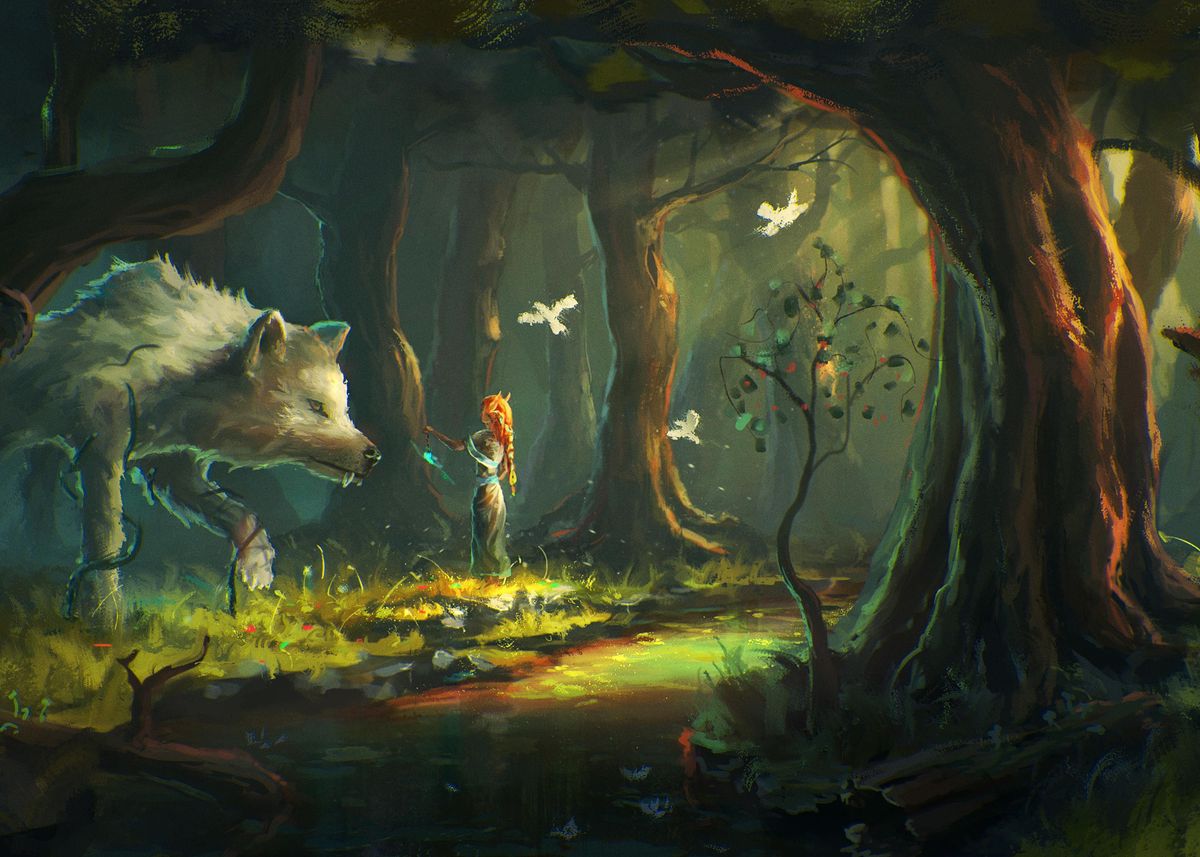 'Taming a wolf' Poster, picture, metal print, paint by Mad Crabs ...