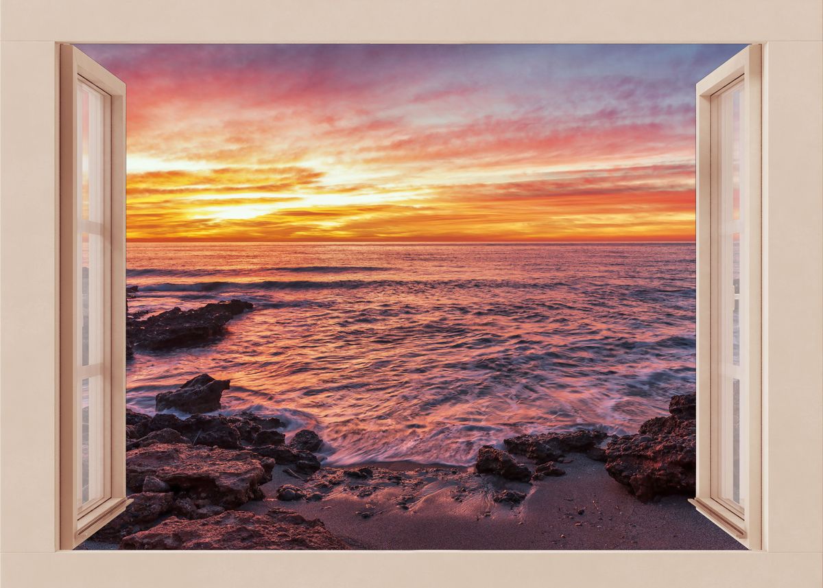 'Open window view landscape' Poster, picture, metal print, paint by ...