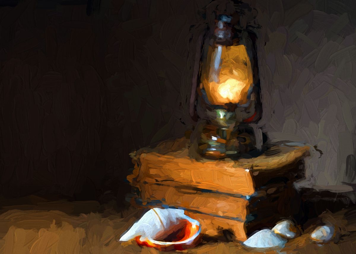 'Oil Still life with Seashe' Poster, picture, metal print, paint by ...