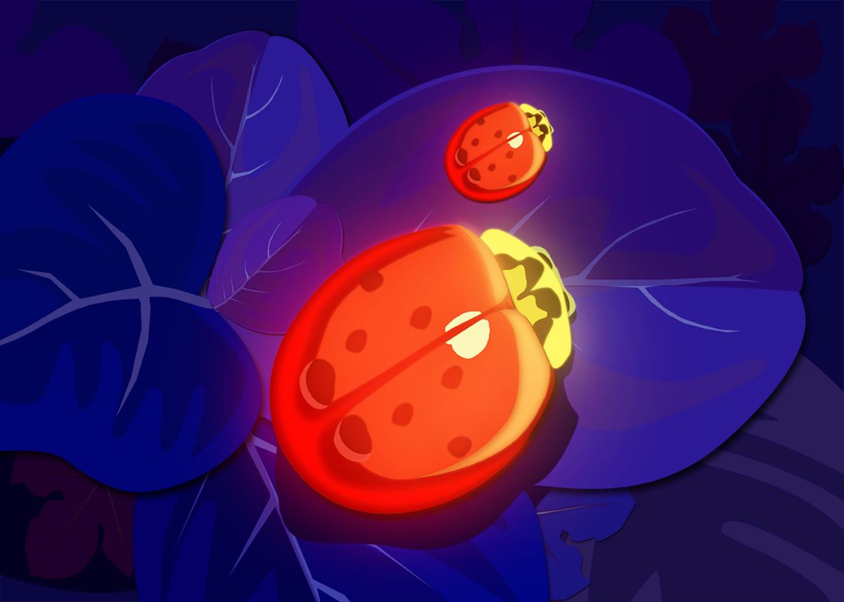 'Ladybug Glow ' Poster, picture, metal print, paint by Game Pop Art ...