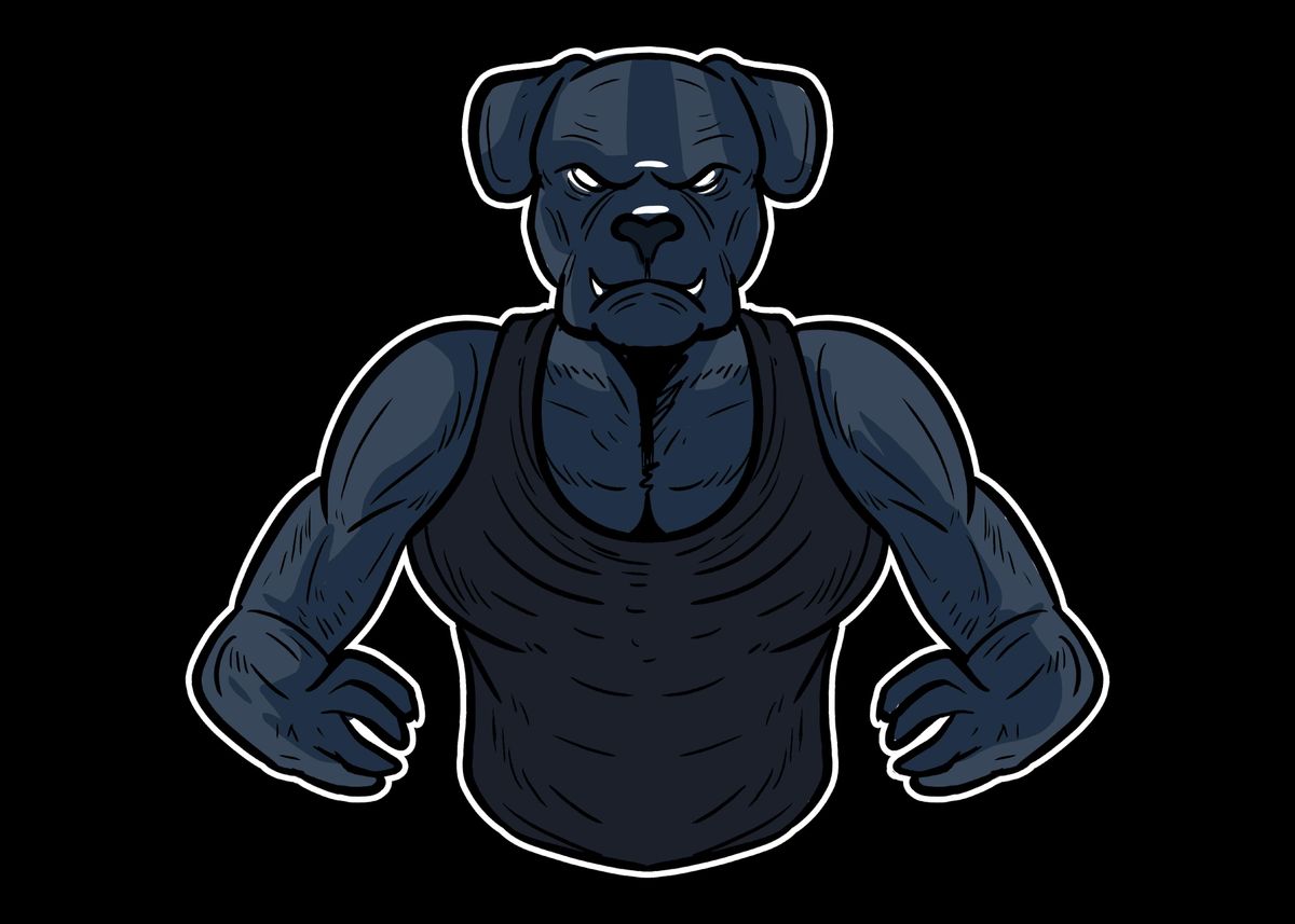 'Strong Bulldog Bodybuilder' Poster, picture, metal print, paint by ...
