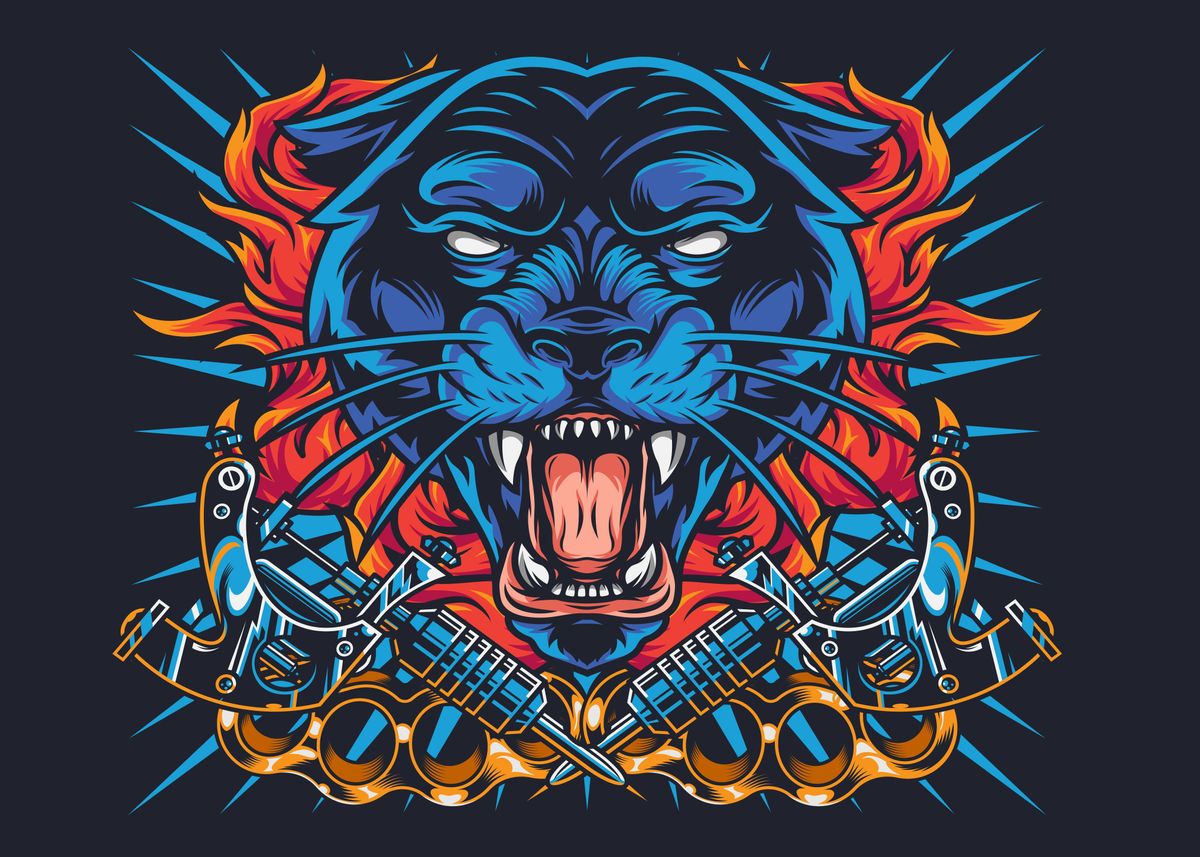 'colorful vintage tattoo' Poster by DianeFFlower | Displate