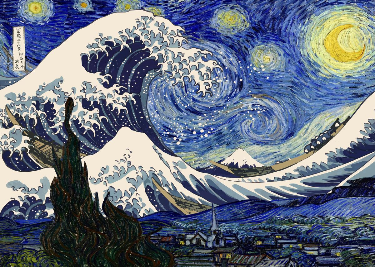 'Starry night off Kanagawa' Poster, picture, metal print, paint by ...