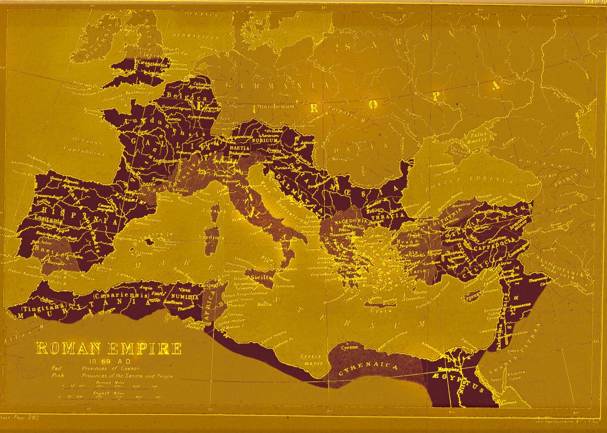 'Roman empire vintage map ' Poster, picture, metal print, paint by ...