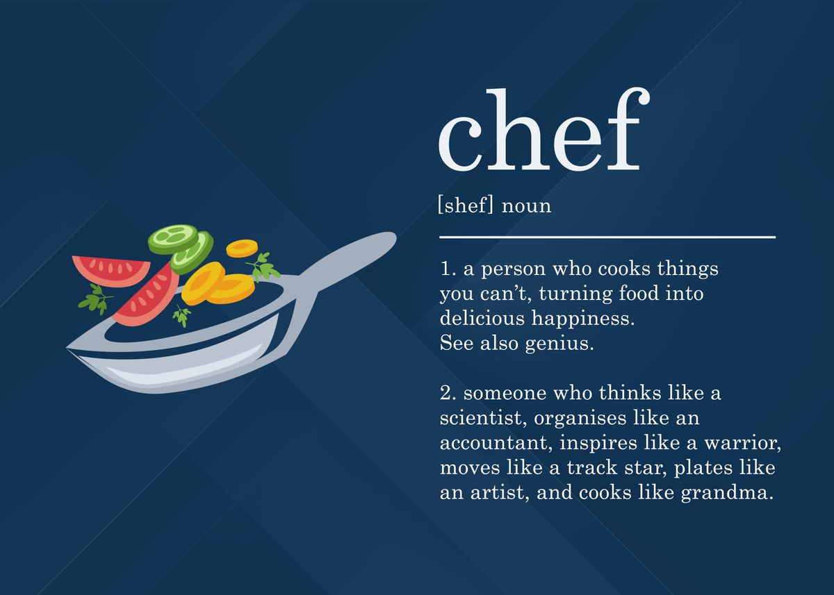 'Funny Chef Definition Cook' Poster, picture, metal print, paint by ...