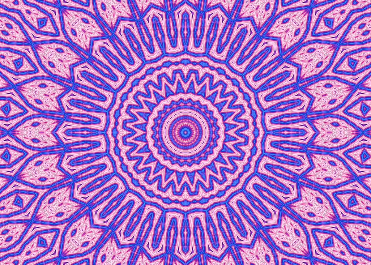 'Pink blue Kaleidoscope 5' Poster, picture, metal print, paint by Edy ...