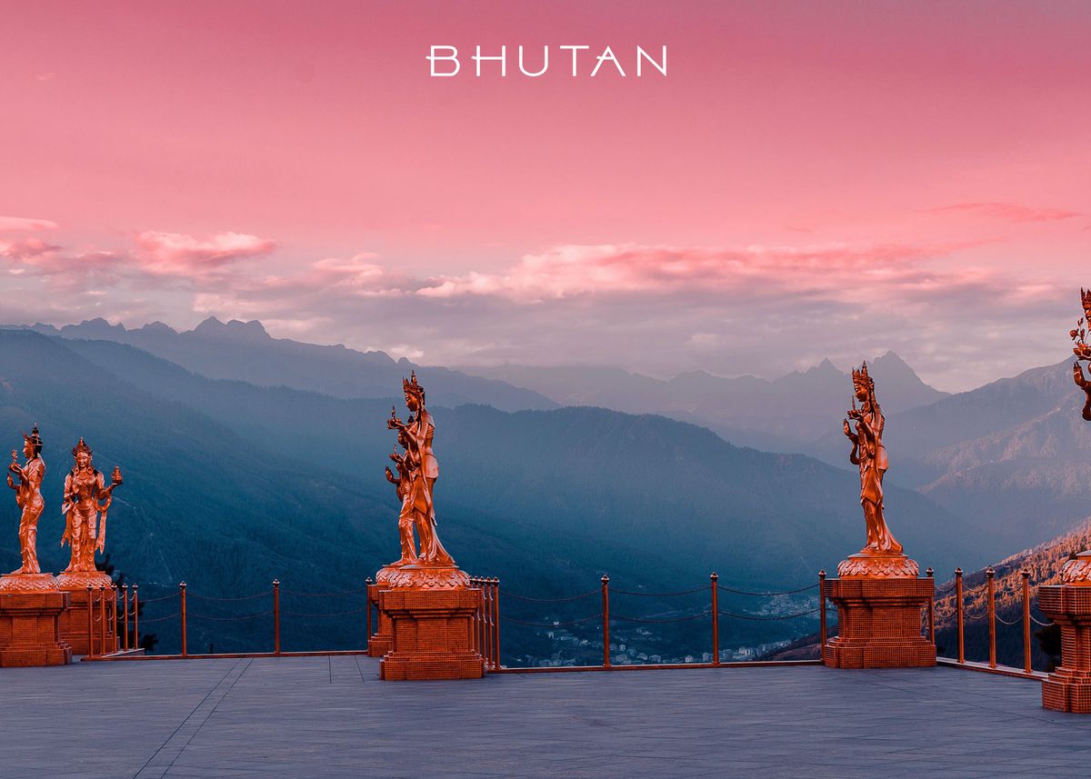 'Bhutan ' Poster, picture, metal print, paint by Famous City | Displate