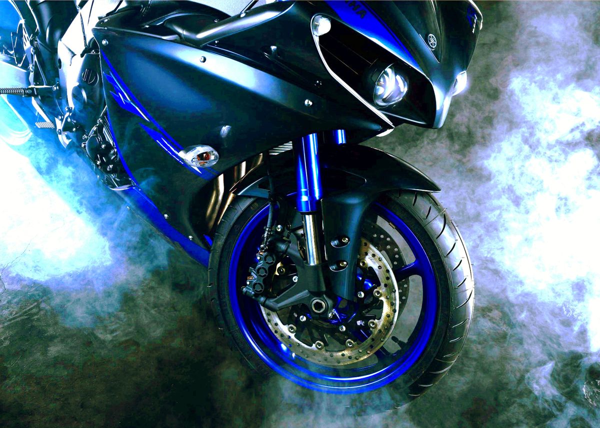 'Yamaha R1' Poster, picture, metal print, paint by Sam Gong | Displate