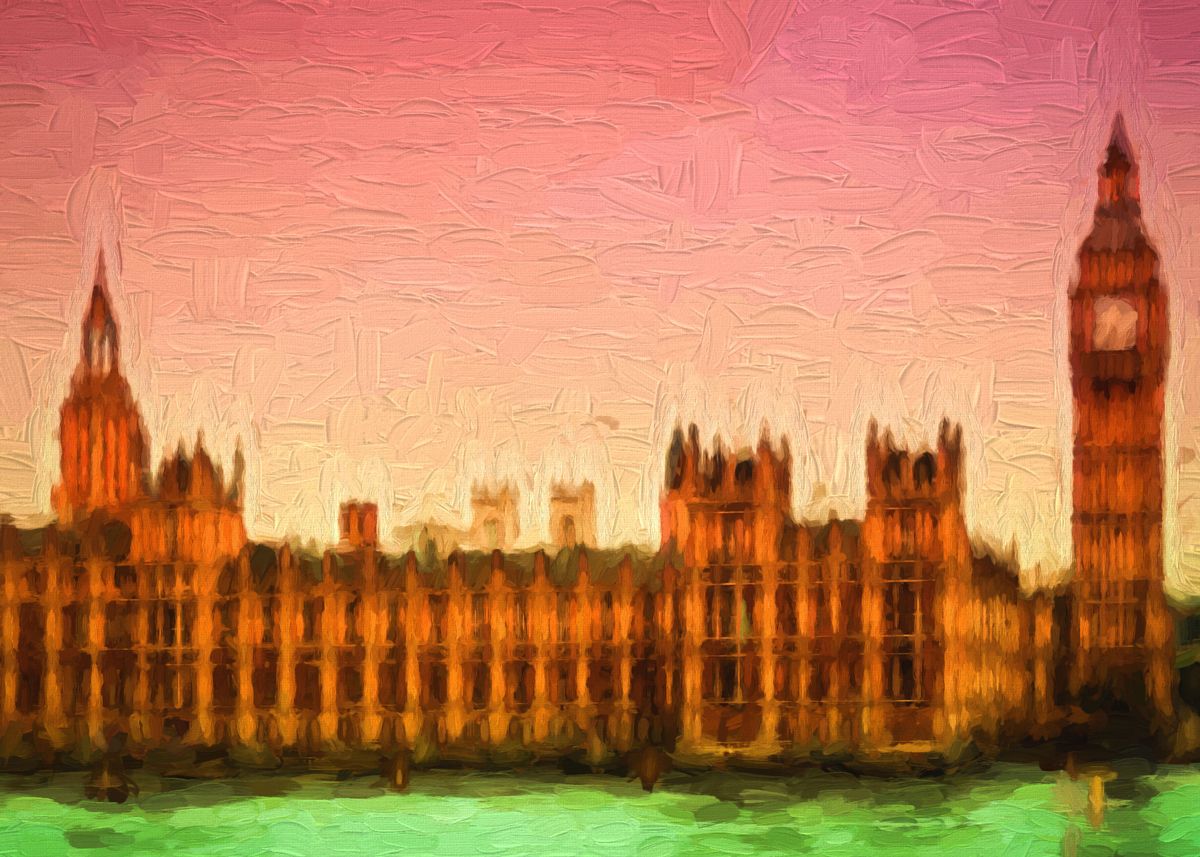 'Oil Cityscape of London' Poster, picture, metal print, paint by Liutik ...
