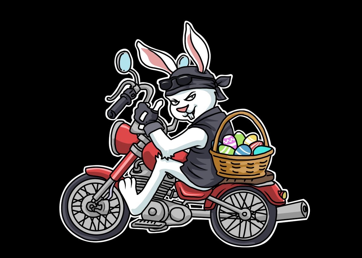 'Easter Motorcycle Kids' Poster, picture, metal print, paint by ...