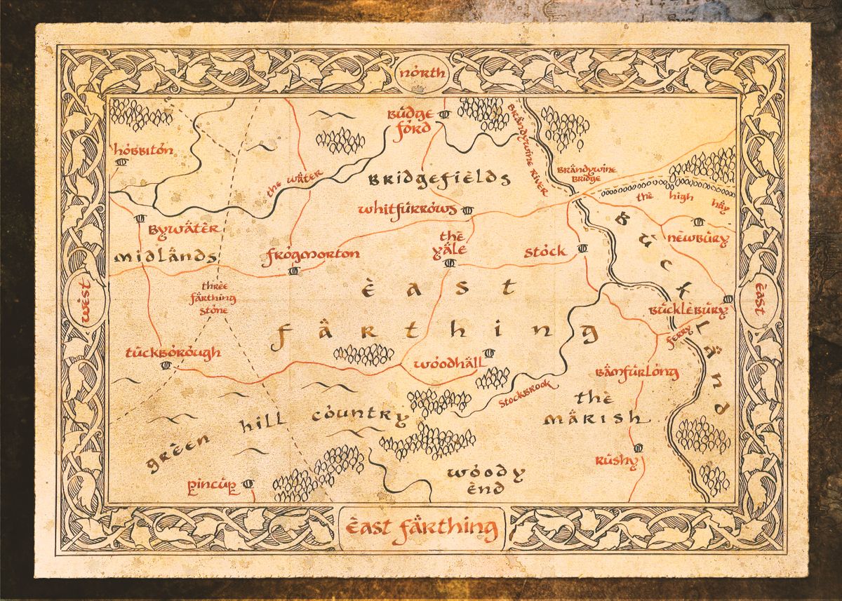 'East Farthing Map' Poster, picture, metal print, paint by Middle-Earth ...