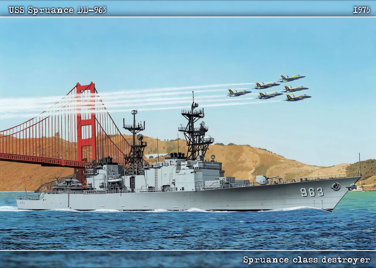 'Spruance DD963 Destroyer' Poster, picture, metal print, paint by ...