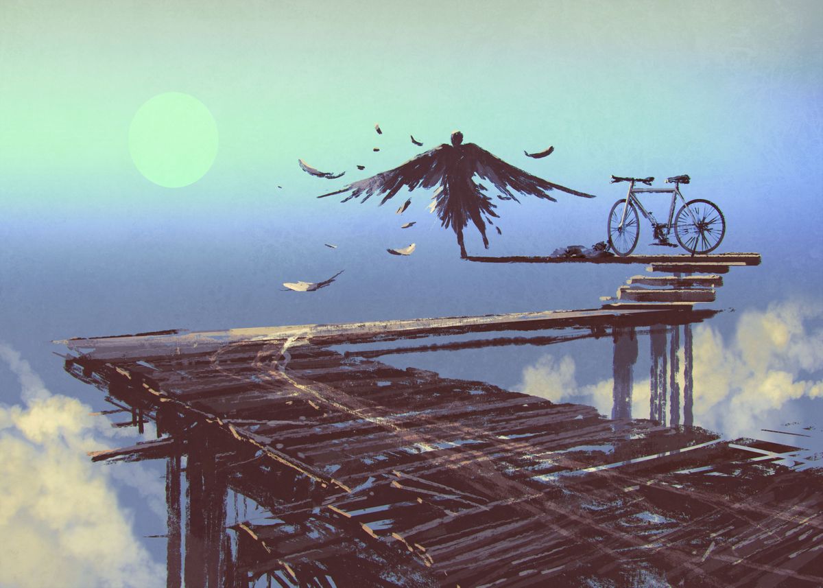 'Man becomes bird' Poster, picture, metal print, paint by Color Art ...