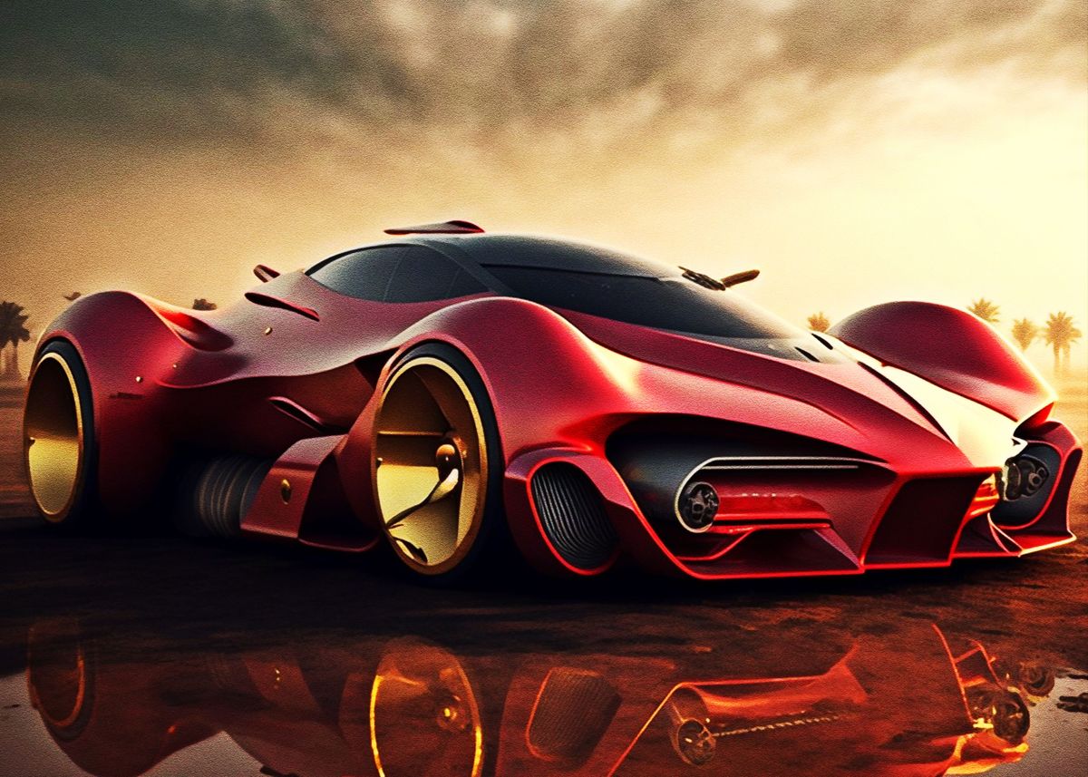 'Red Car Special Edition' Poster, picture, metal print, paint by Coffee ...