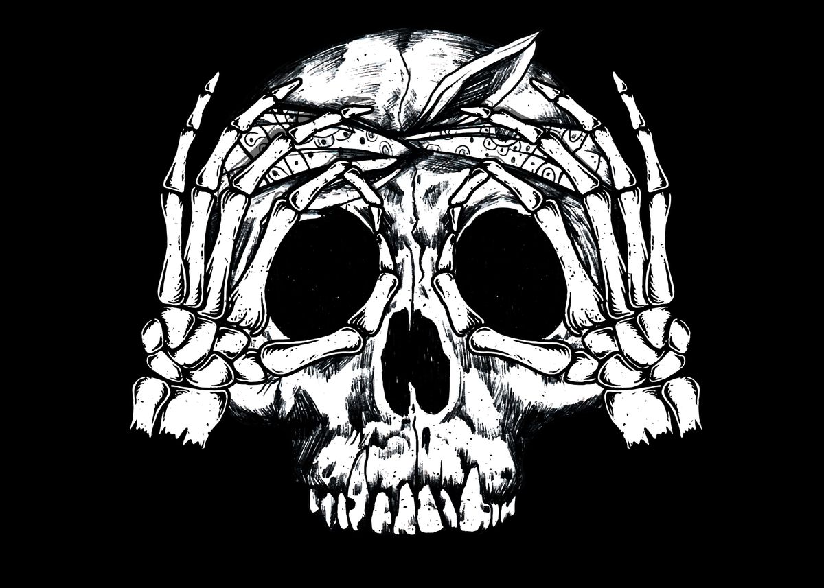 'Kuck Kuck Skull w Bandana' Poster, picture, metal print, paint by ...