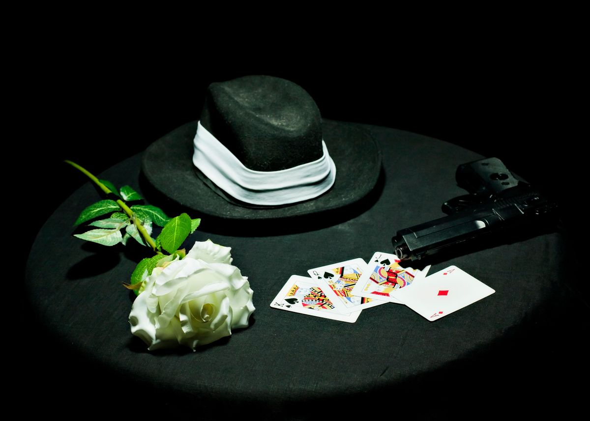 'Poker gangster gun rose' Poster, picture, metal print, paint by Grenar ...