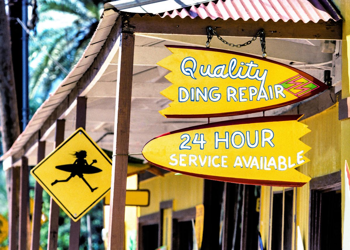 'Surf Shop' Poster, picture, metal print, paint by John Callahan | Displate