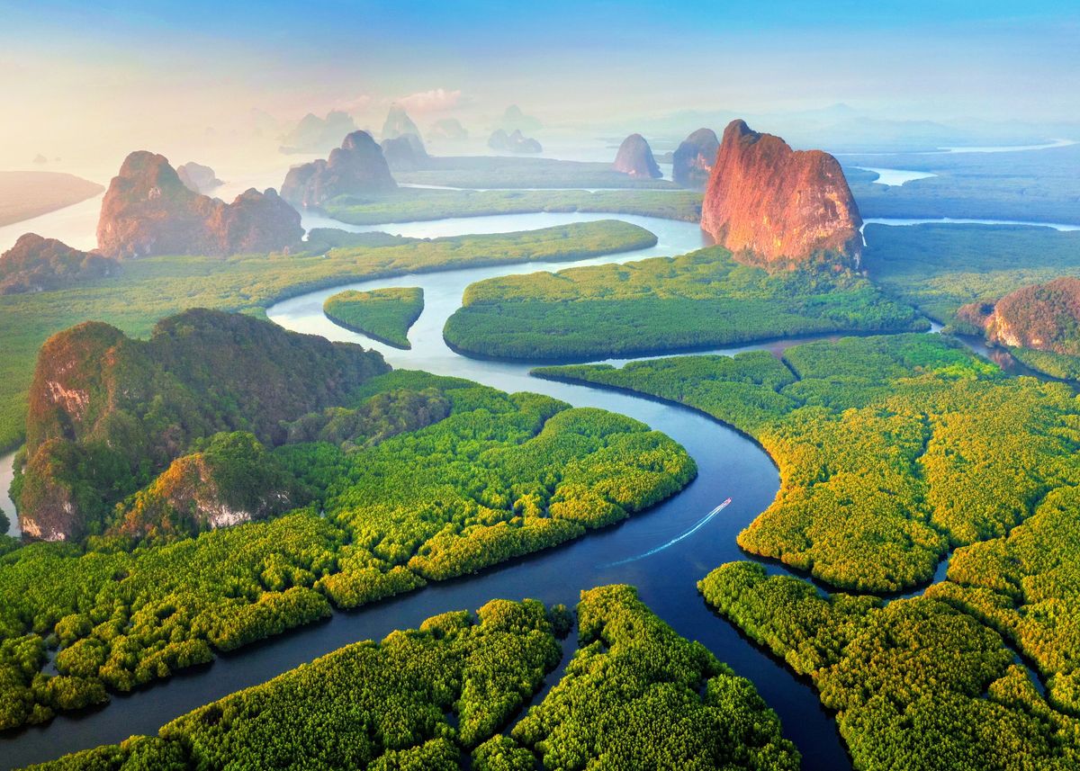 'Phang Nga Bay Thailand' Poster, picture, metal print, paint by Creativity Shop | Displate