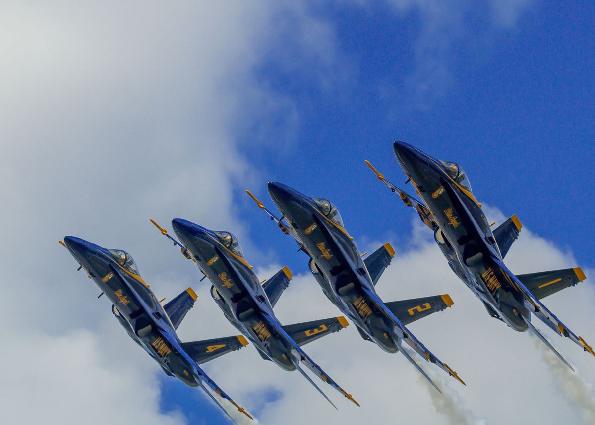 'Blue angles in formation ' Poster, picture, metal print, paint by ...