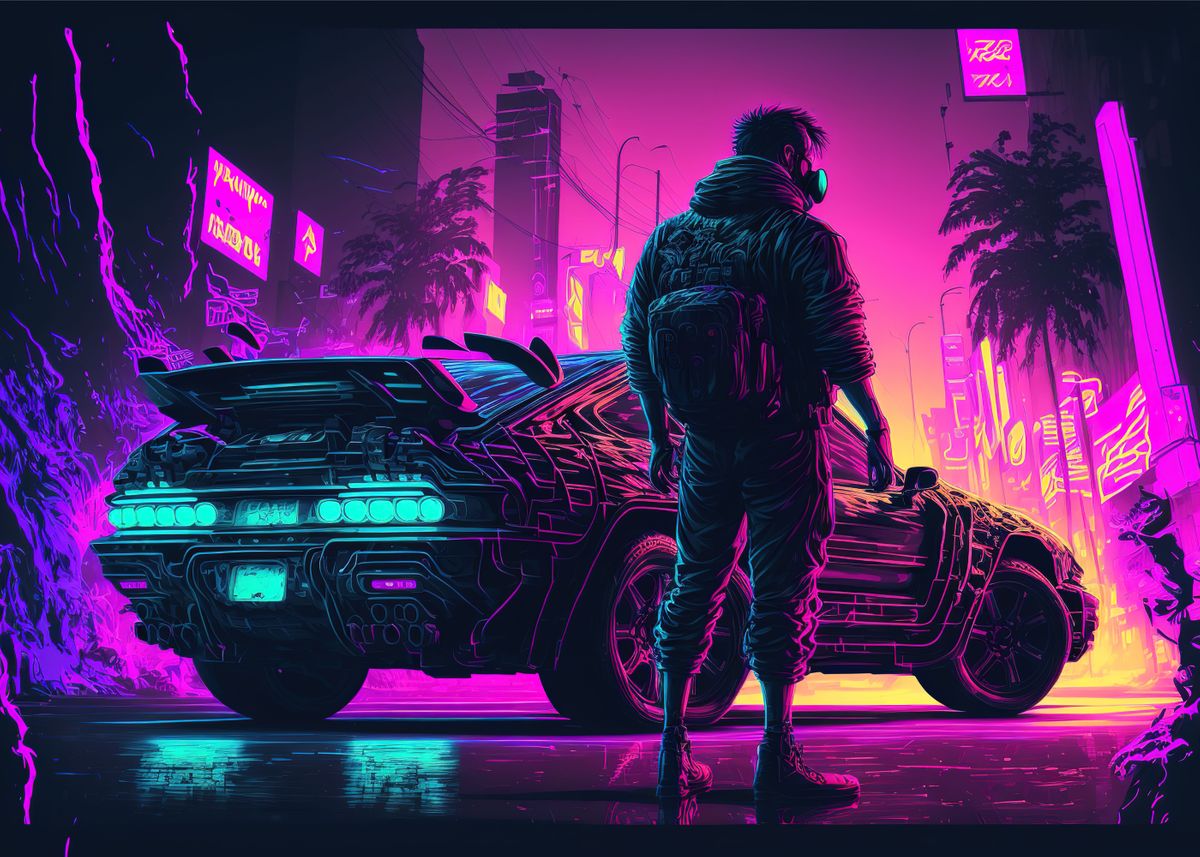'Neon Standoff' Poster, picture, metal print, paint by Nimbus | Displate