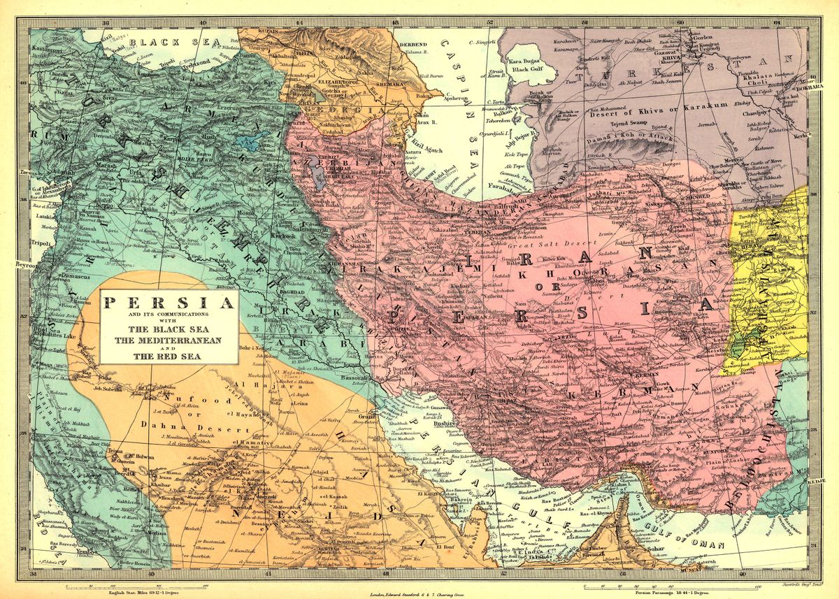 'Vintage Persia Map' Poster, picture, metal print, paint by Sam Kal ...