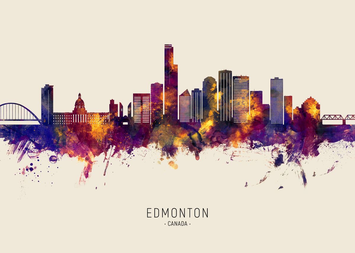 'Edmonton Skyline Canada' Poster, picture, metal print, paint by ...