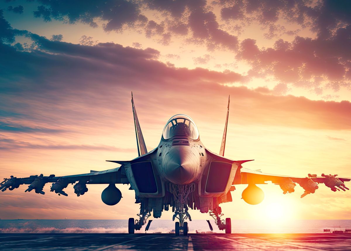 'Jet Fighter' Poster, picture, metal print, paint by Tom Cage | Displate