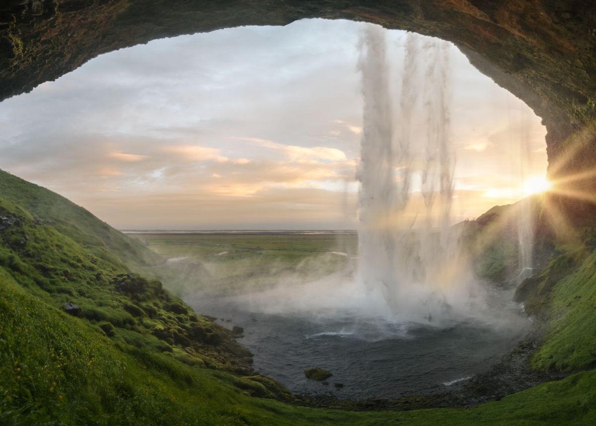 'Waterfall over a cave' Poster, picture, metal print, paint by Sam ...