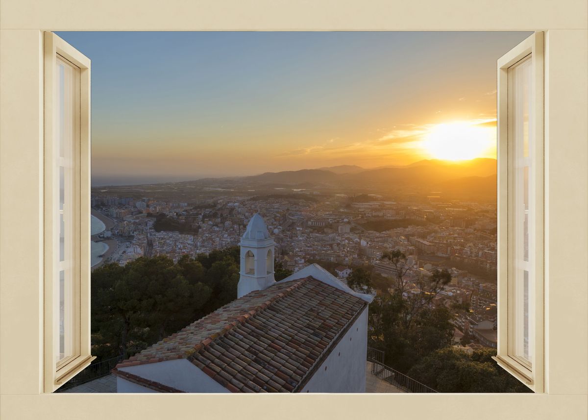 'Open window village town' Poster, picture, metal print, paint by Vicen ...