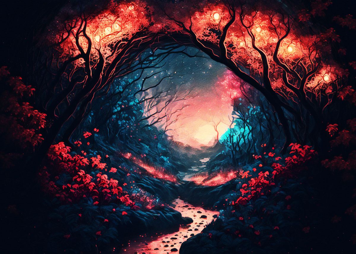 'Magic River in Forest' Poster, picture, metal print, paint by Muh ...