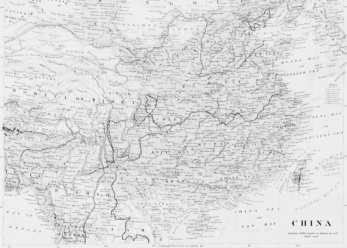 'China vintage white map' Poster, picture, metal print, paint by Vardi ...
