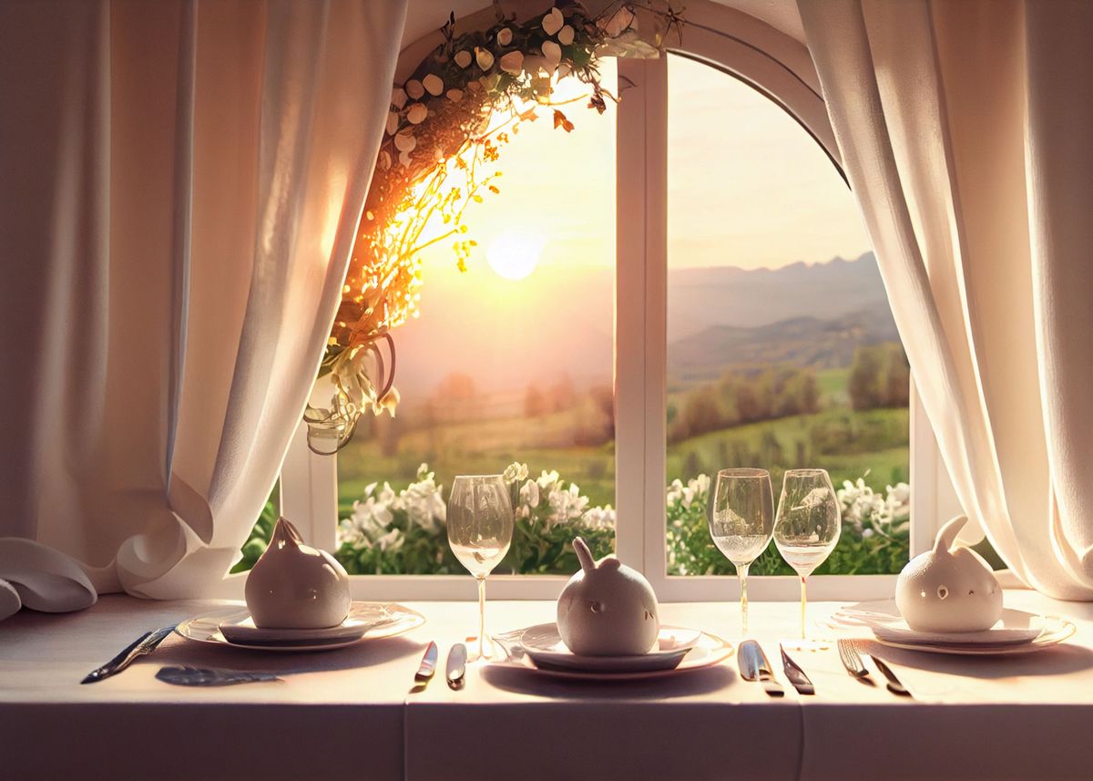 'Easter table setting' Poster, picture, metal print, paint by Yuliia ...