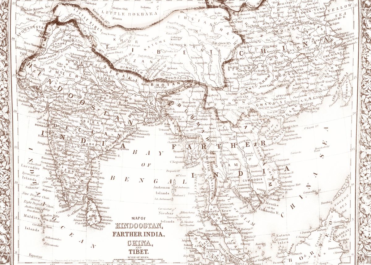 ' China vintage white map' Poster, picture, metal print, paint by Vardi ...
