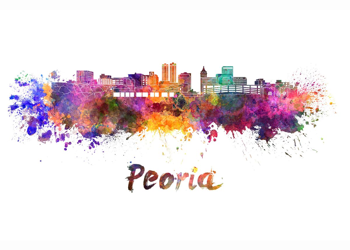 'Peoria skyline' Poster, picture, metal print, paint by Cristina Romero ...