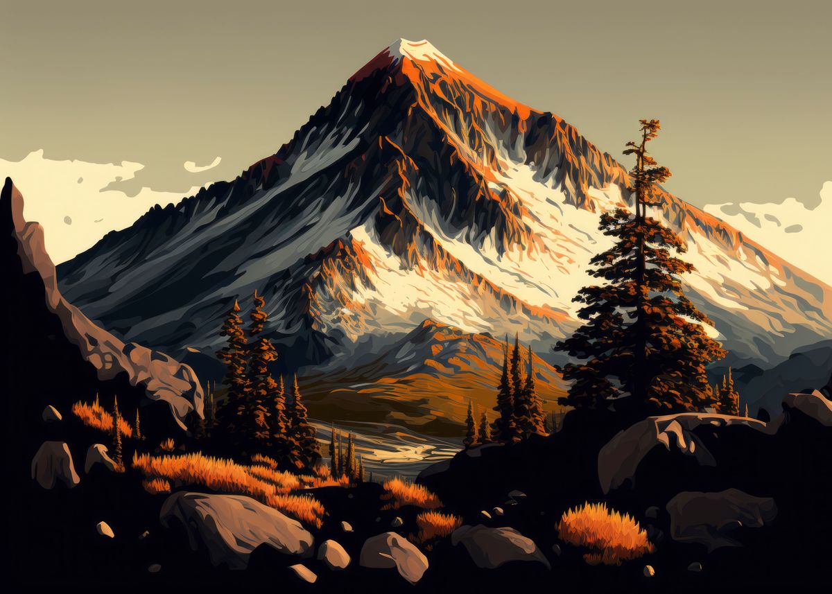 'Mountain Landscape' Poster, picture, metal print, paint by KyzArt ...