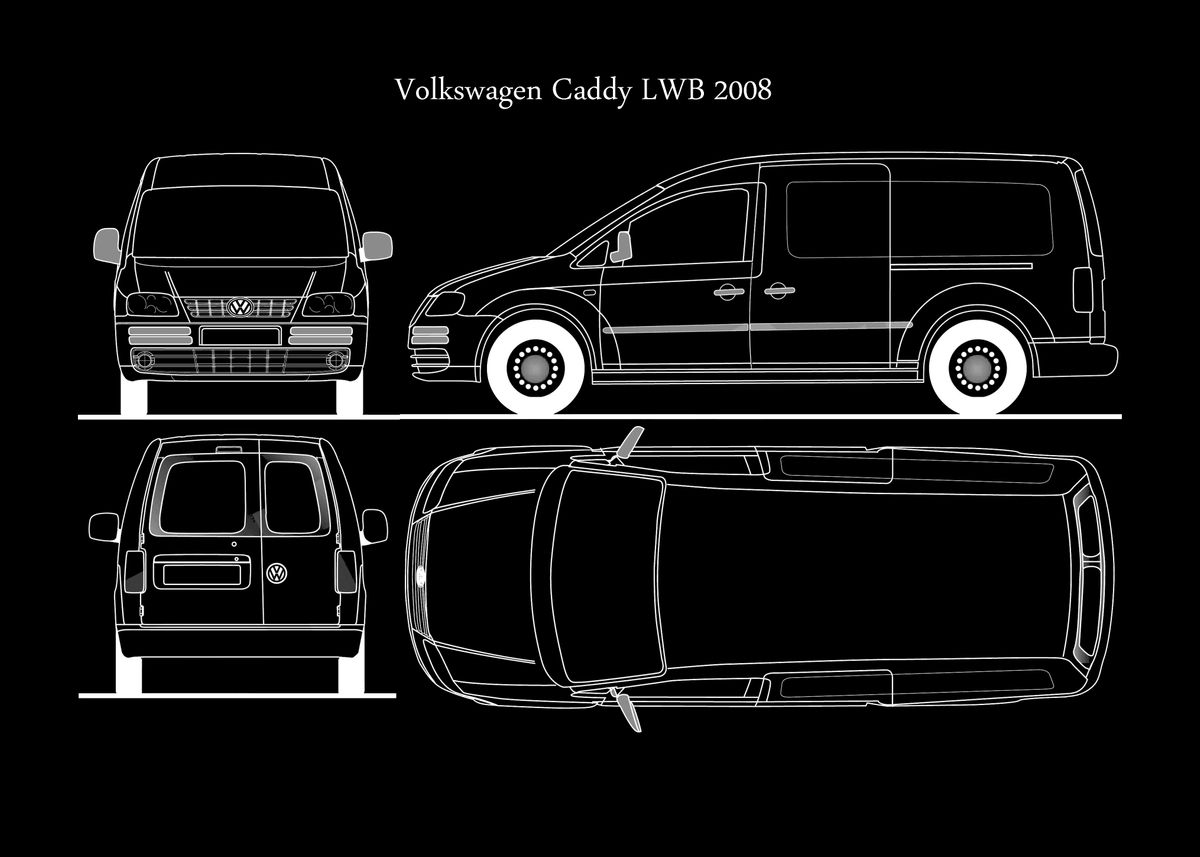 'Volkswagen Caddy LWB 2008' Poster, picture, metal print, paint by ke ...
