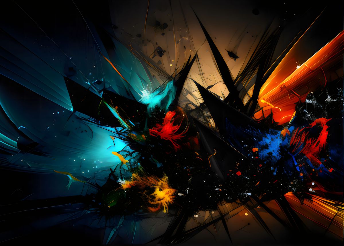 'neon abstract 020' Poster, picture, metal print, paint by c1a0r1t ...