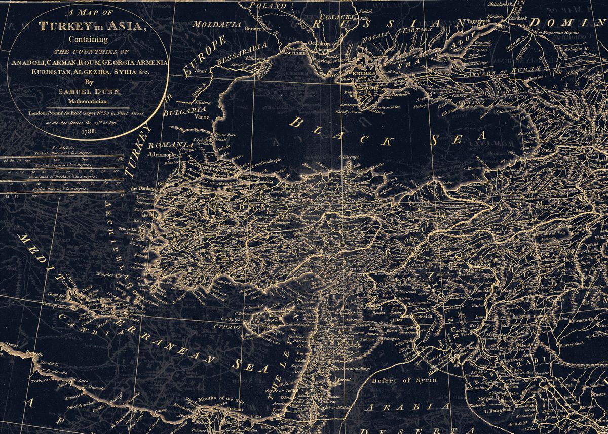 'Black gold map of Turkey' Poster, picture, metal print, paint by Vardi ...