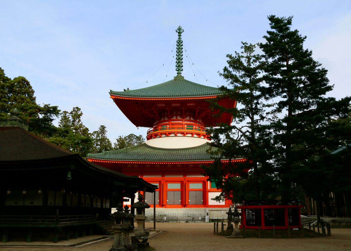 'Red Temple Japan' Poster, picture, metal print, paint by Leila Studio ...