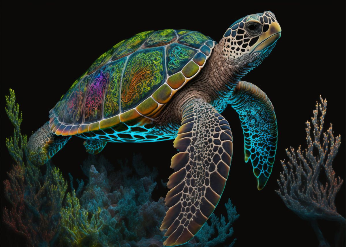 'Fantasy Turtle 2' Poster, picture, metal print, paint by Zanclus ...